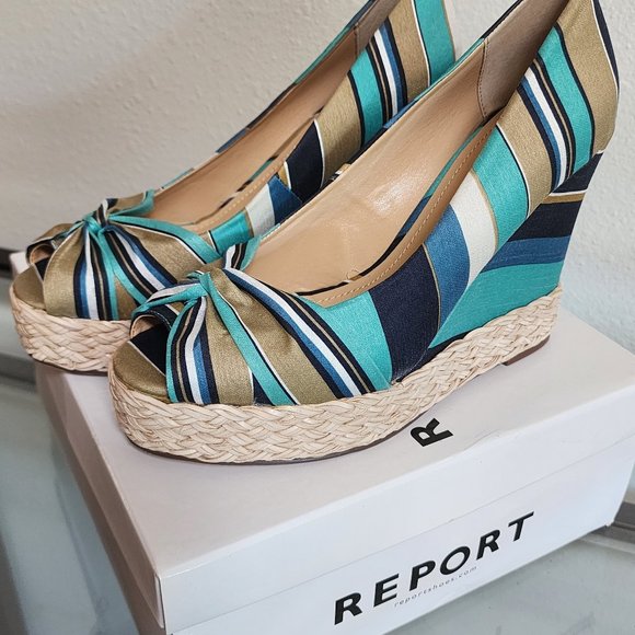 Report | Shoes | Report Goldie Striped Espadrille Wedge Nib | Poshmark